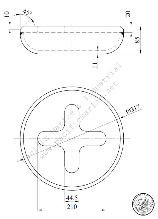 PM&I: Flush Cloverleaf Lashing Pot CA-E4: According to NavSea Drawing ...