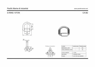 Industrial D Ring Only - Steel - 10 Ton Breaking Load: CA-B2 - Pacific ...