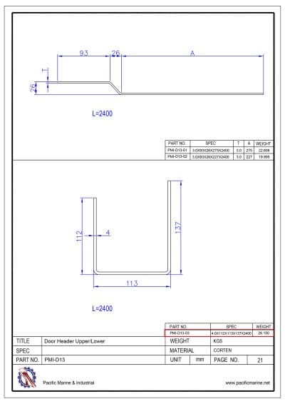 Shipping Container Door Header Plate (Lower)